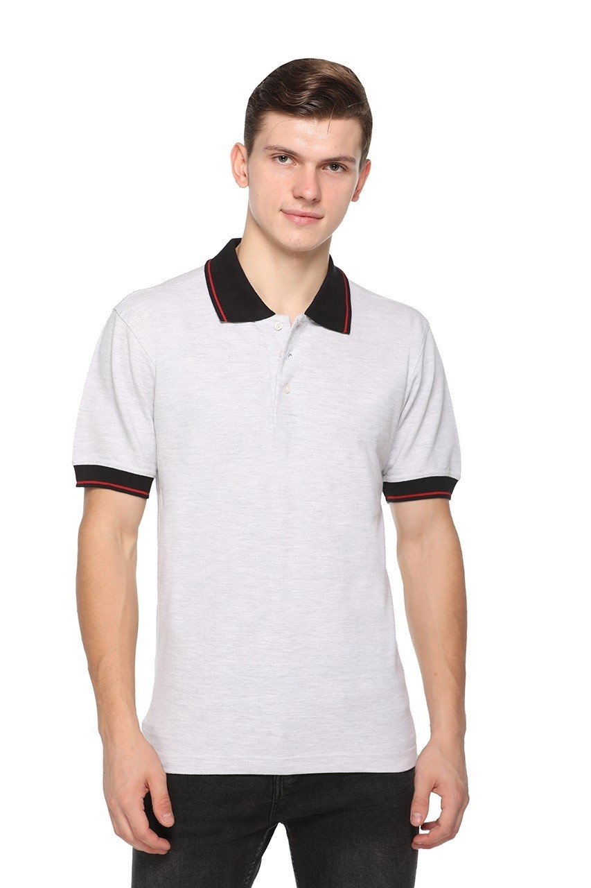 Pikmee Highline Light Grey Black Rib Polo T-shirt | Trendy Comfort from ...