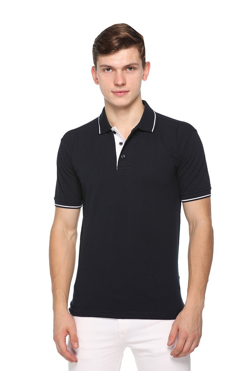 Pikmee Highline Black Polo T-Shirt | Single Tipped